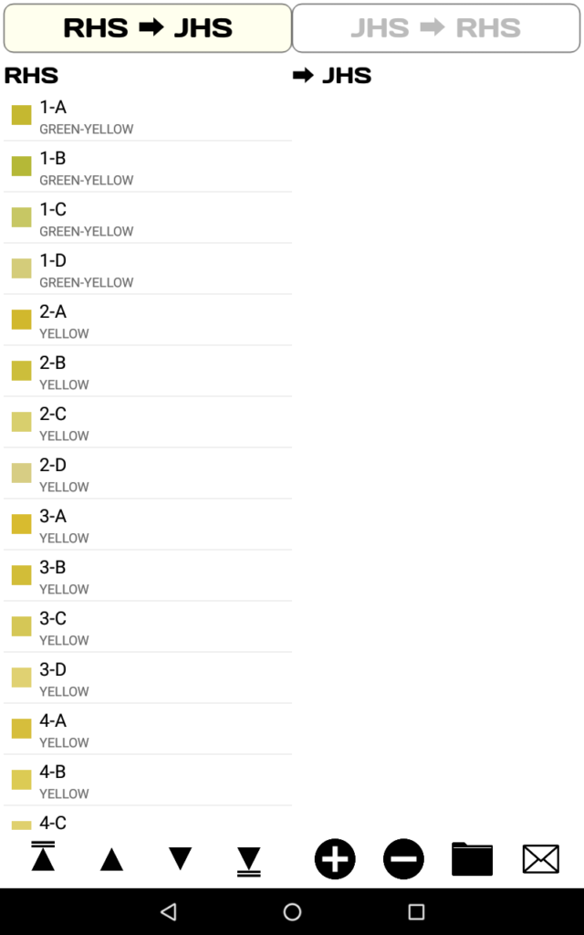 RHS(JHS)カラーチャートのコードからJHS(RHS)カラーコードを検索する | android app
